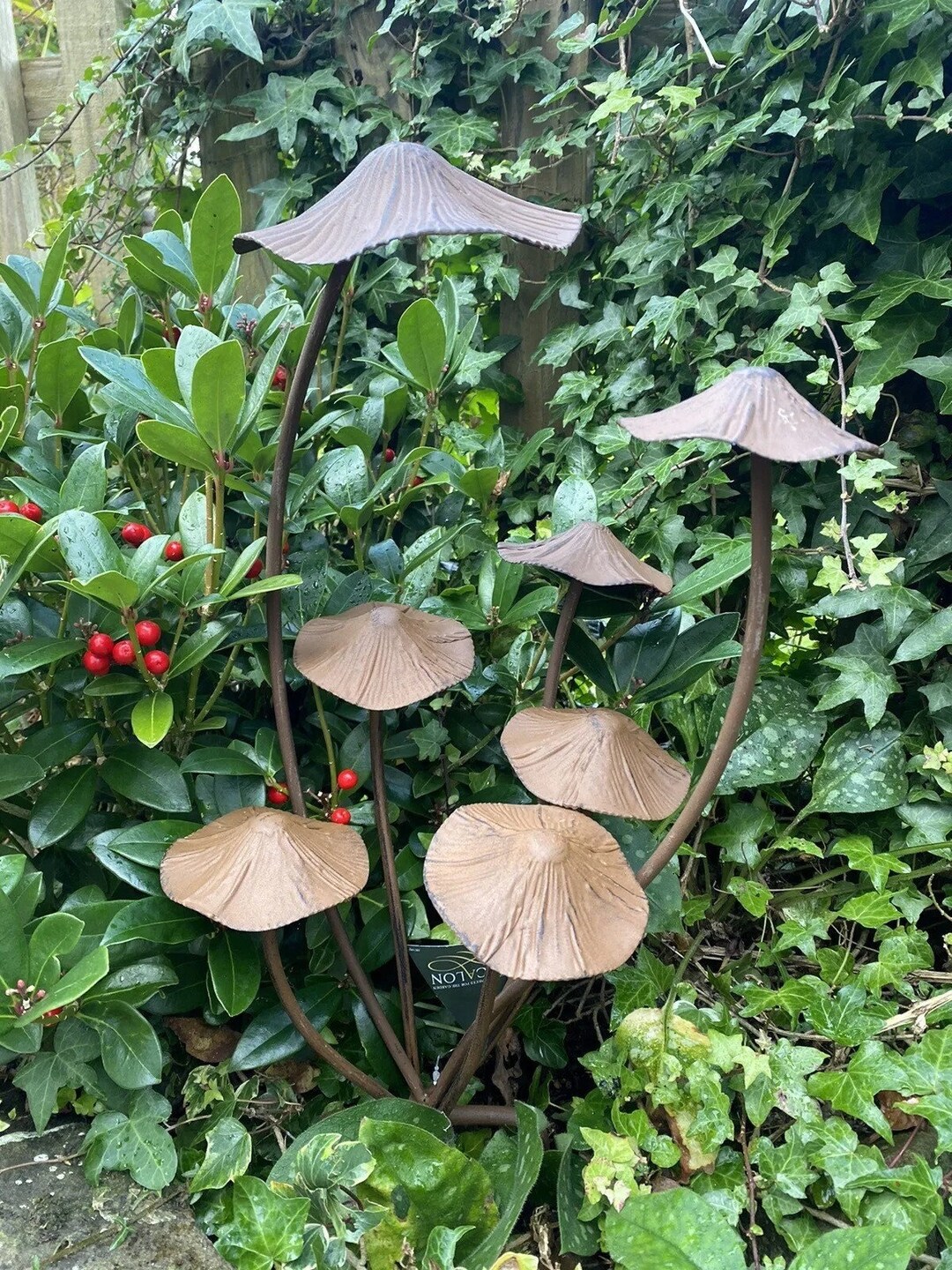 Rusty Mushroom Metal Garden Stake - Curvy Decoration Plant Bed ...