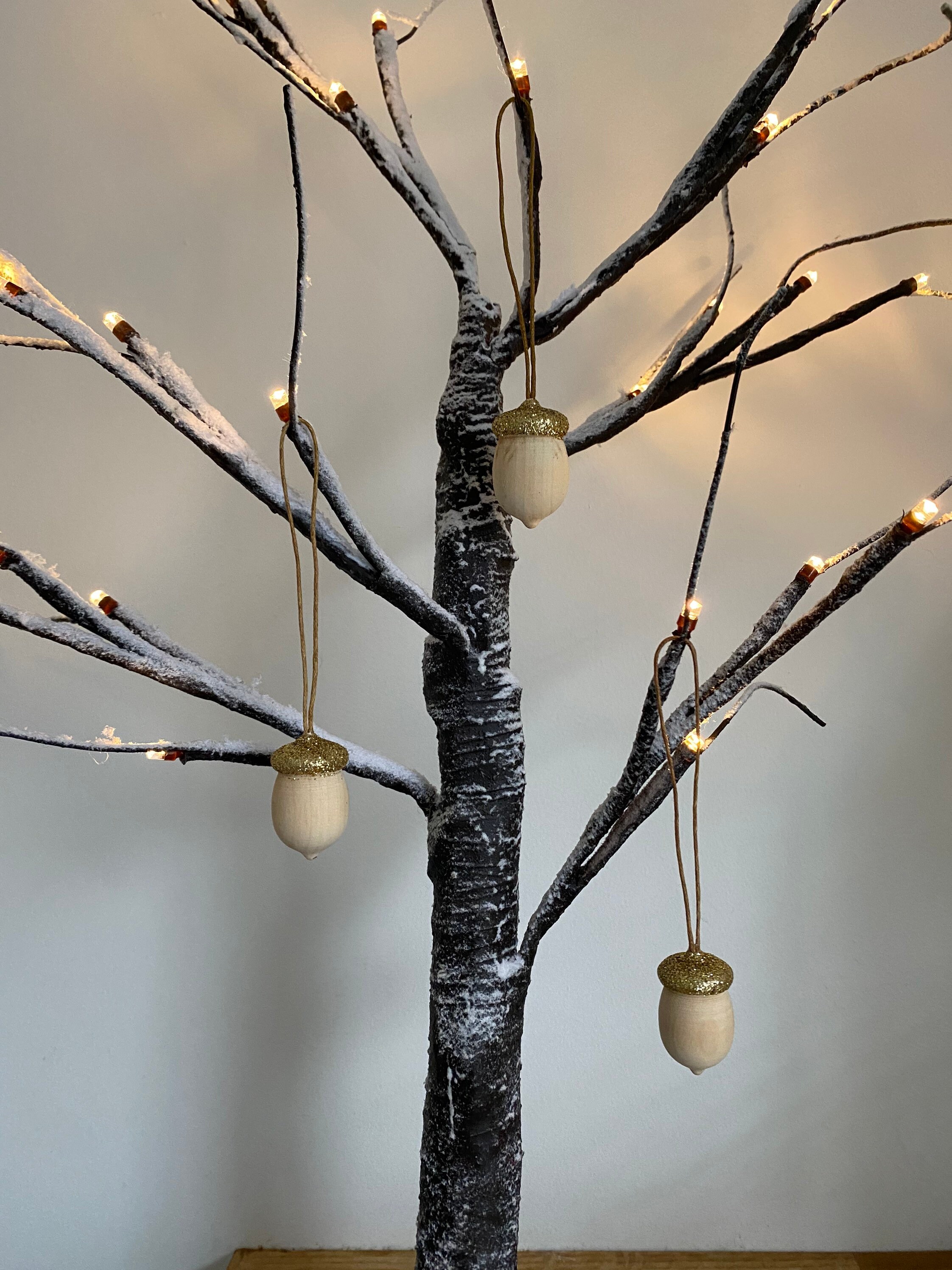 Set 6 Gold Wood Mini Acorn Autumn / Christmas Tree Decoration - Etsy