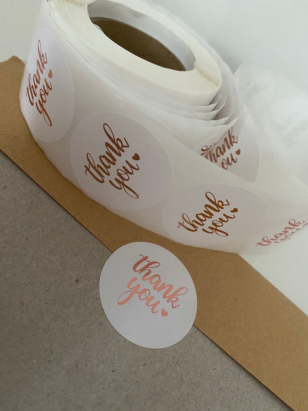 LARGE Thank You Stickers X50 Rose Gold Foil Small Business Labels ...