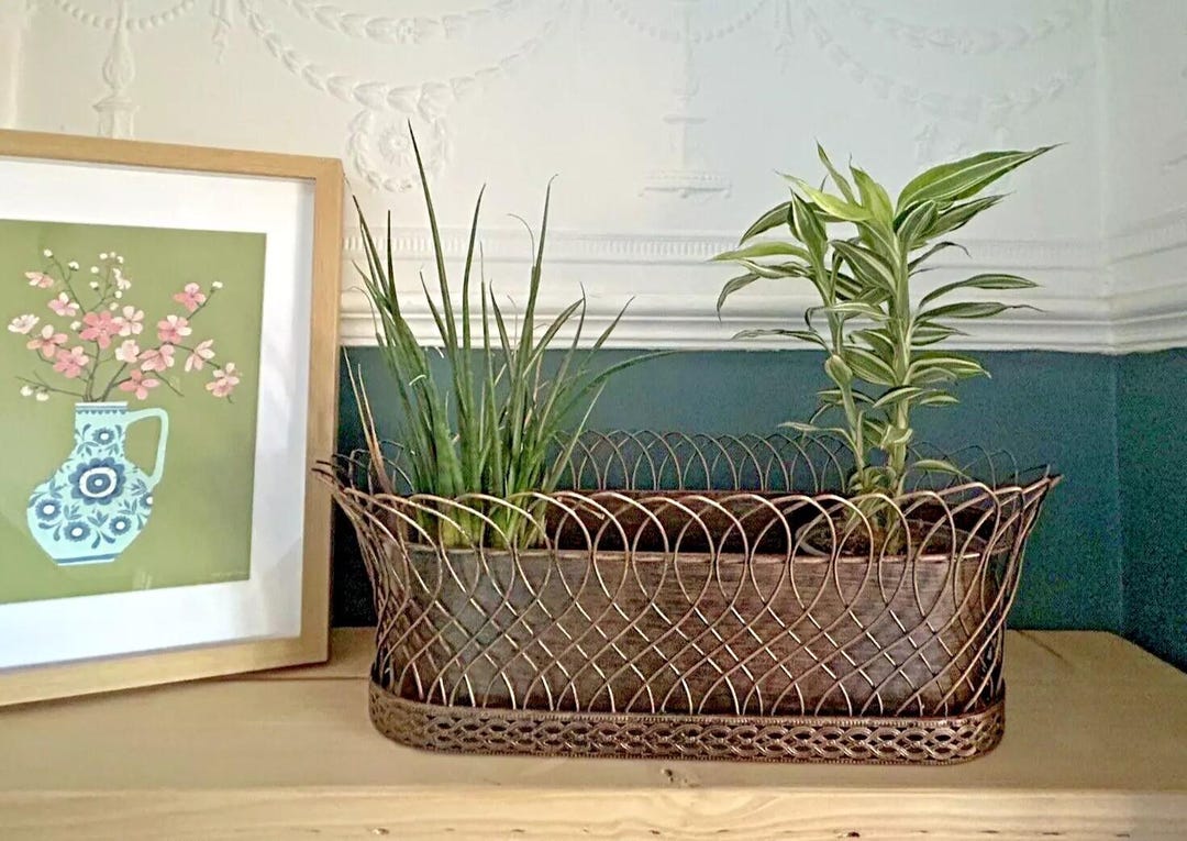 Bronze Oval Metal Plant Trough Basket - Indoor / Outdoor Planter - Etsy