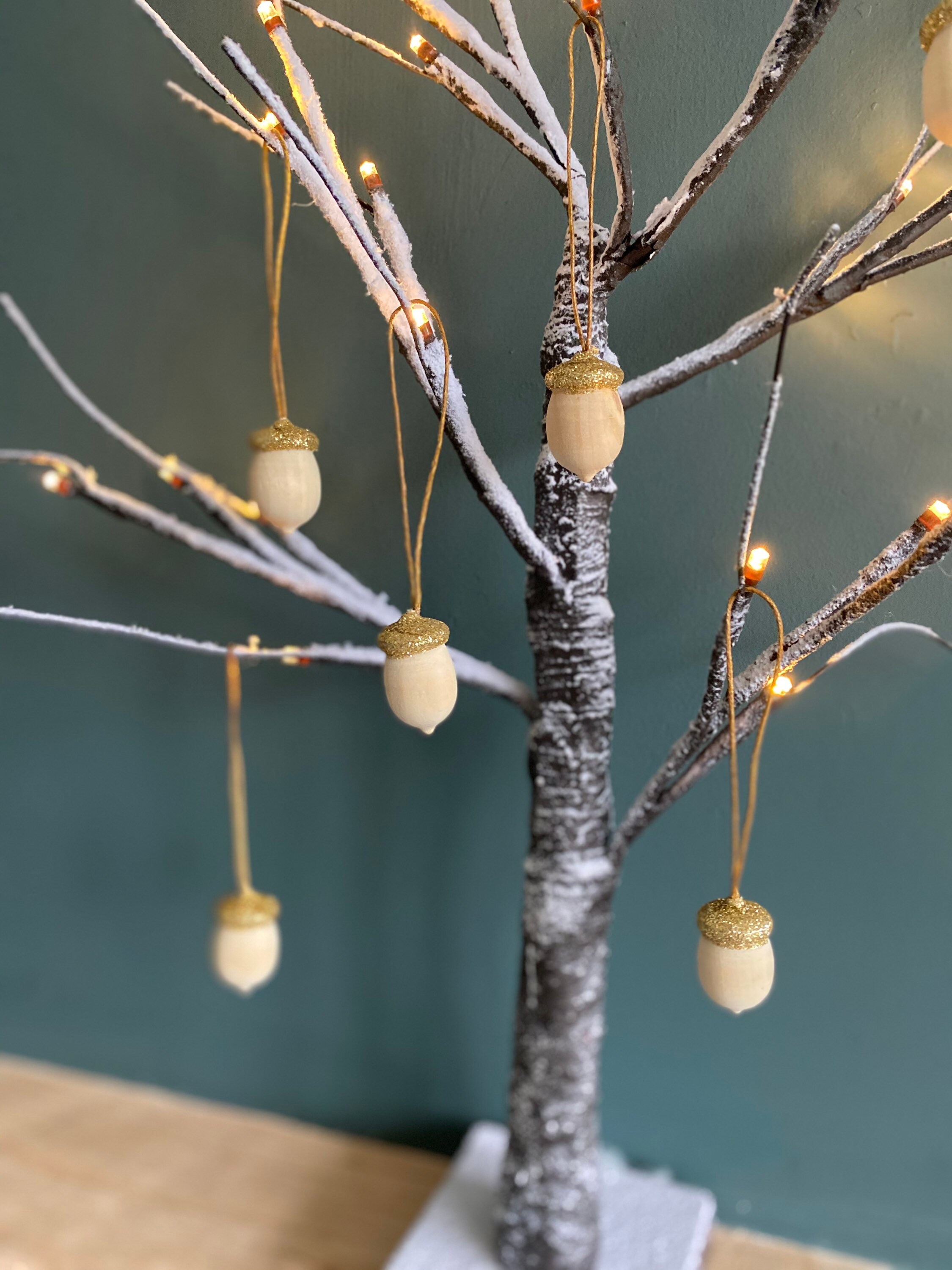 Set 6 Gold Wood Mini Acorn Autumn / Christmas Tree Decoration - Etsy