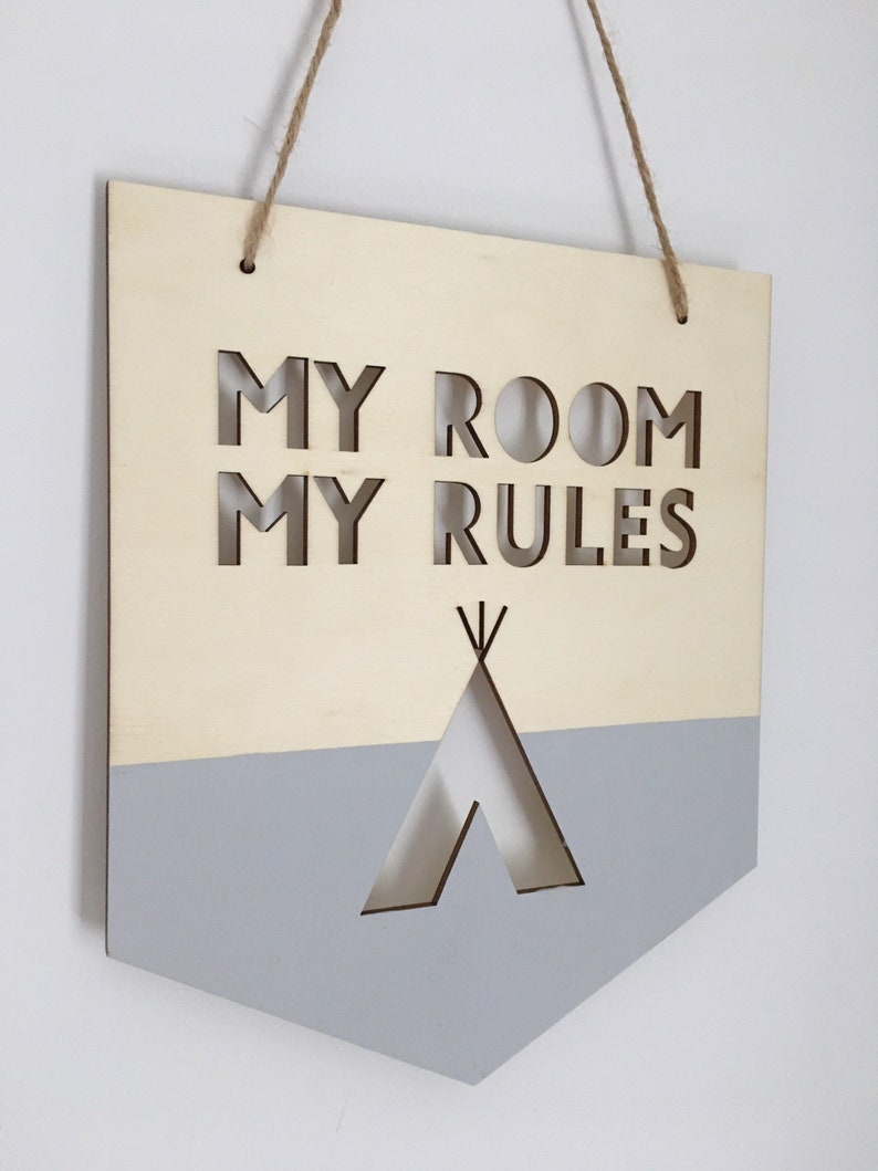 My Room My Rules Wooden Hanging Pennant Flag Sign Cut Out | Etsy