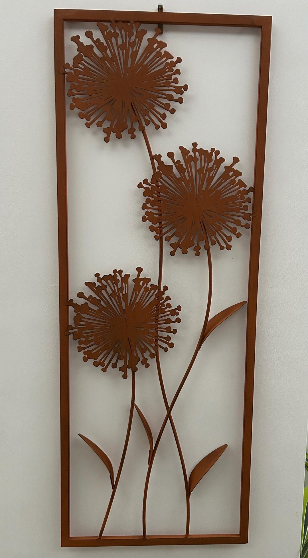 Large Rustic Metal Allium Wall Art Plaque - Garden Decoration Rusty ...