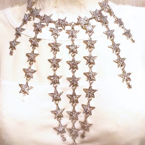 Star Statement Necklace and Bracelet Set Waterfall - Etsy