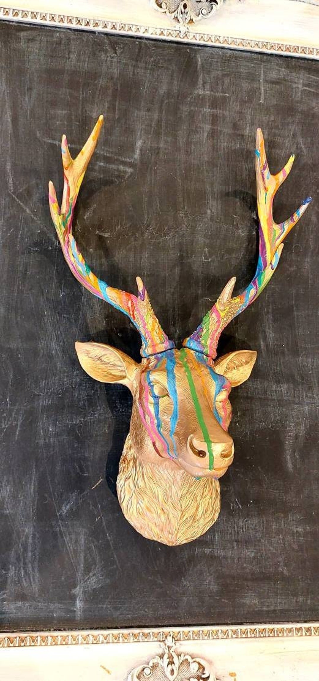 Stag Head Wall Mount Sculpture Single or Pair Twin Set Birthday Wedding ...