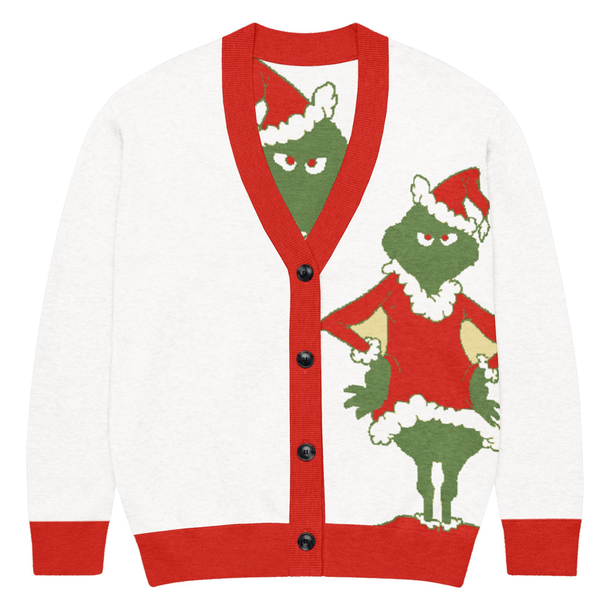 Christmas Grinch Knitted Cardigan - Etsy