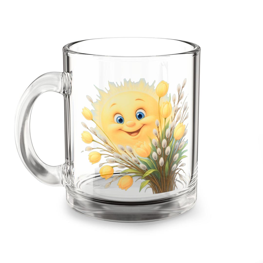 Floral Glass Coffee Mug: Cheerful Spring Decor, 10oz - Etsy