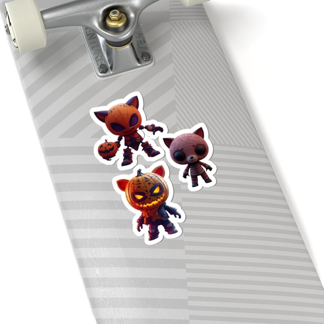 Halloween-themed Kiss-cut Stickers - Cute Monster Trio for Laptops ...