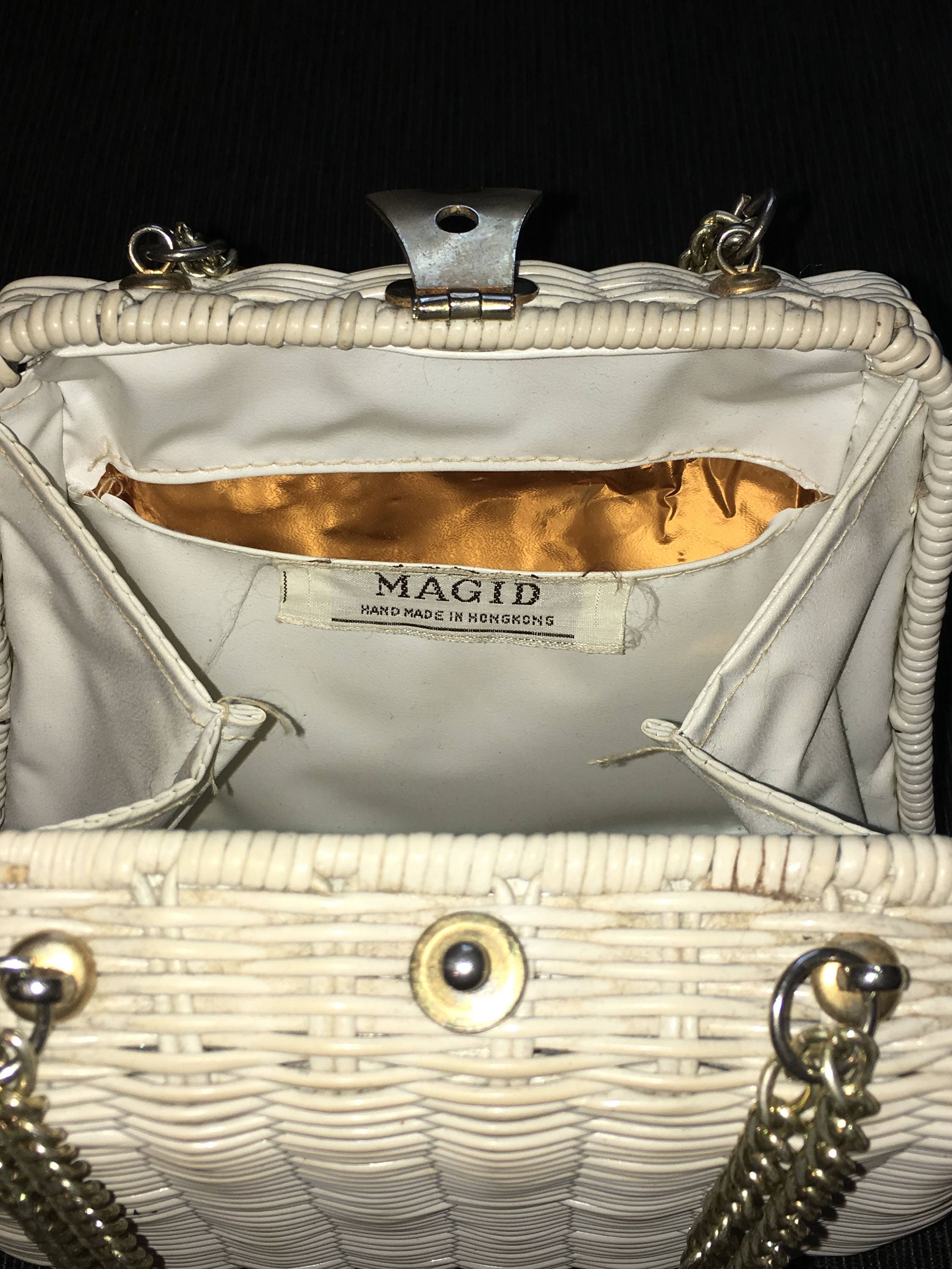 Vintage Magid White Wicker Purse