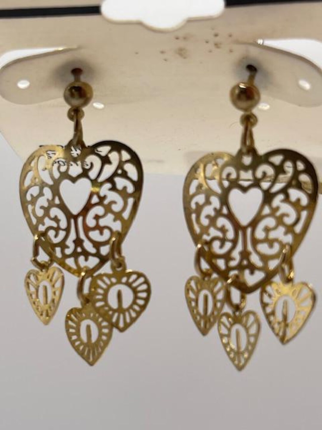 Cara Mia Gold Tone Filigree Heart Earrings - Etsy