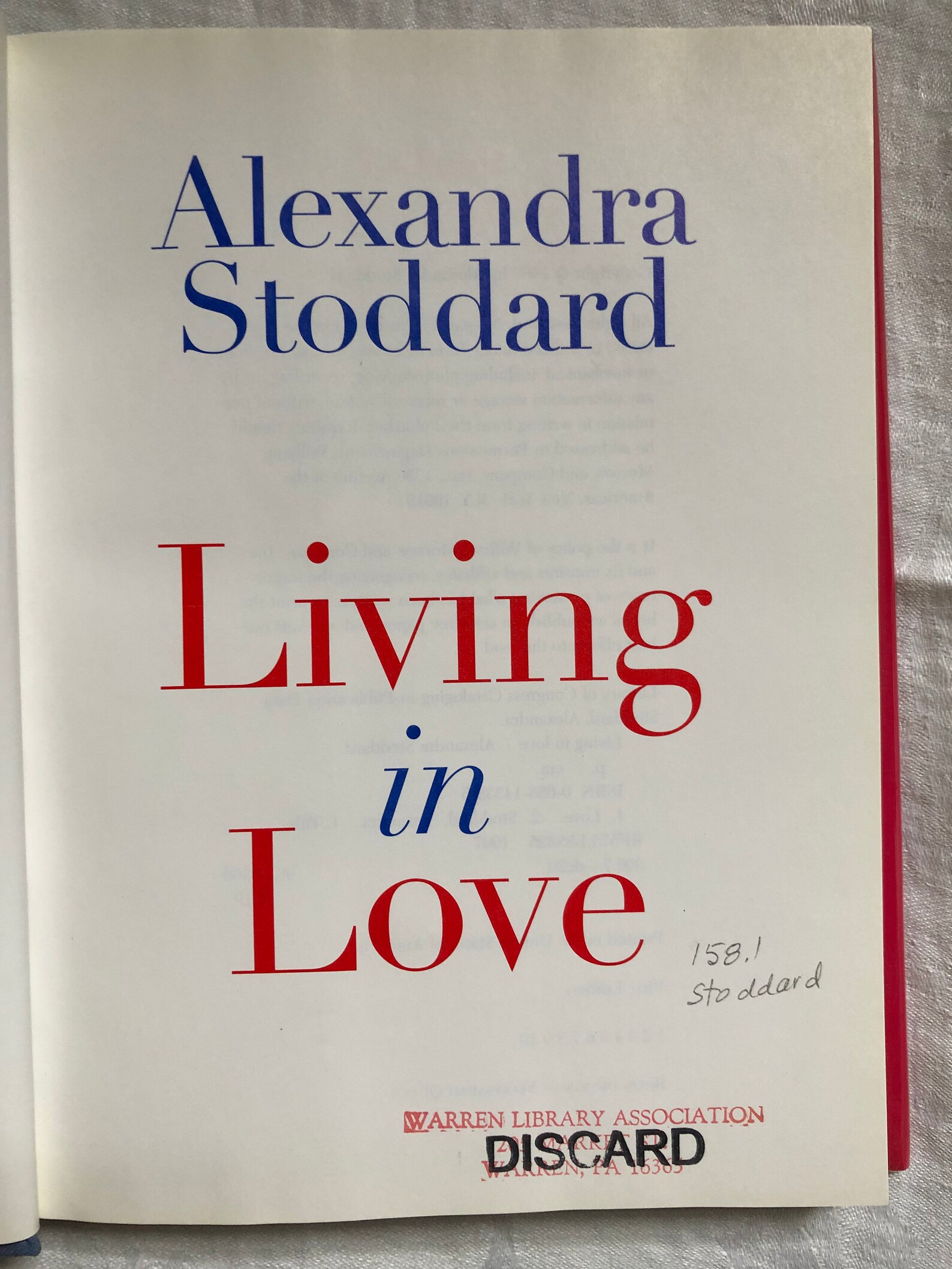 Living in Love by Alexandra Stoddard Book - Etsy