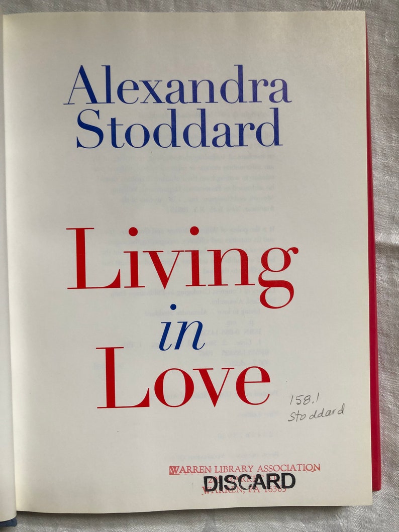 Living in Love by Alexandra Stoddard Book - Etsy