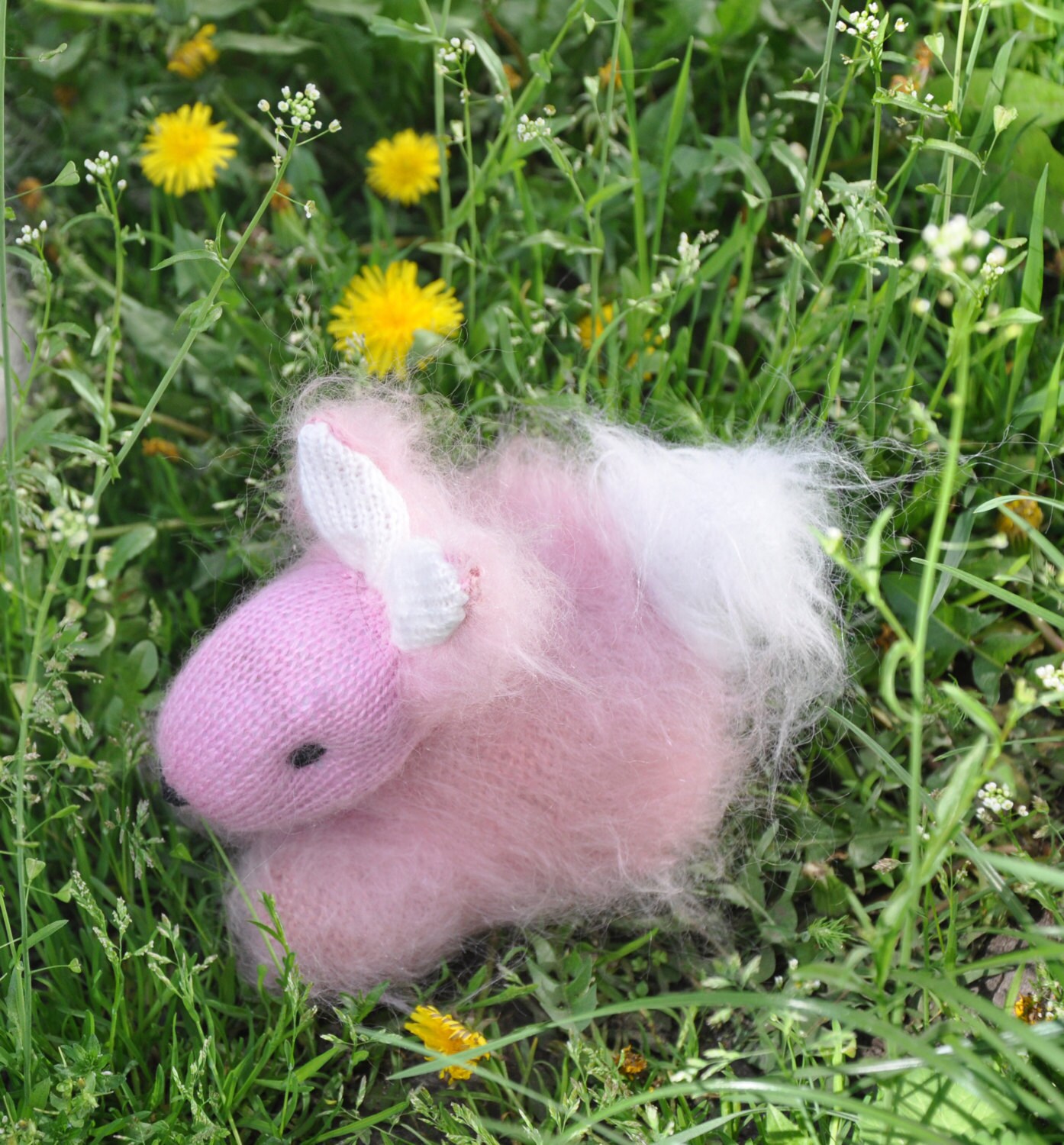 Easter Pink Bunny Cute Fluffy Rabbit Hand Knitted Bunny - Etsy