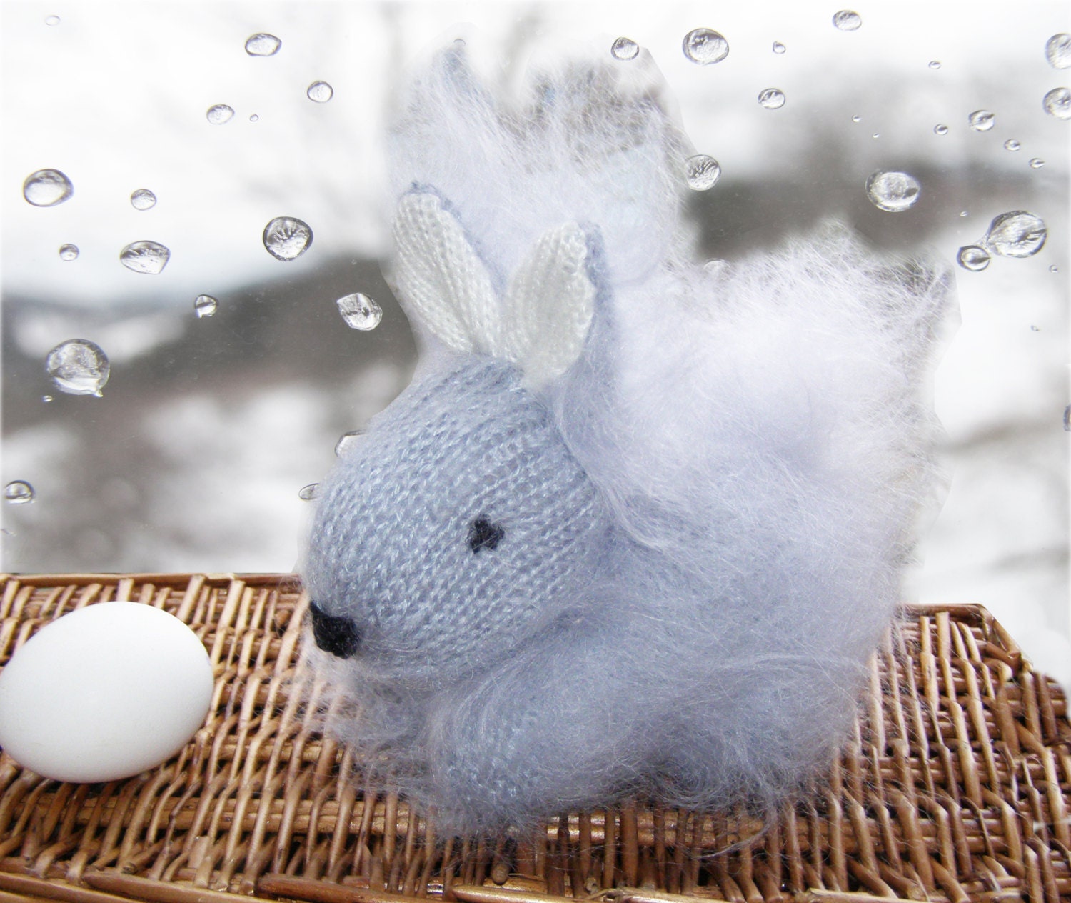 Easter Gray Bunny Cute Fluffy Rabbit Hand Knitted Bunny - Etsy