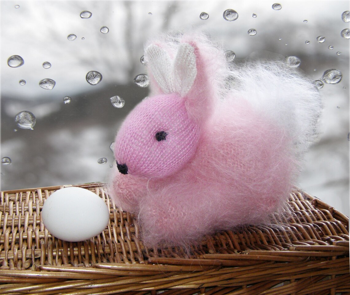 Easter Pink Bunny Cute Fluffy Rabbit Hand Knitted Bunny - Etsy
