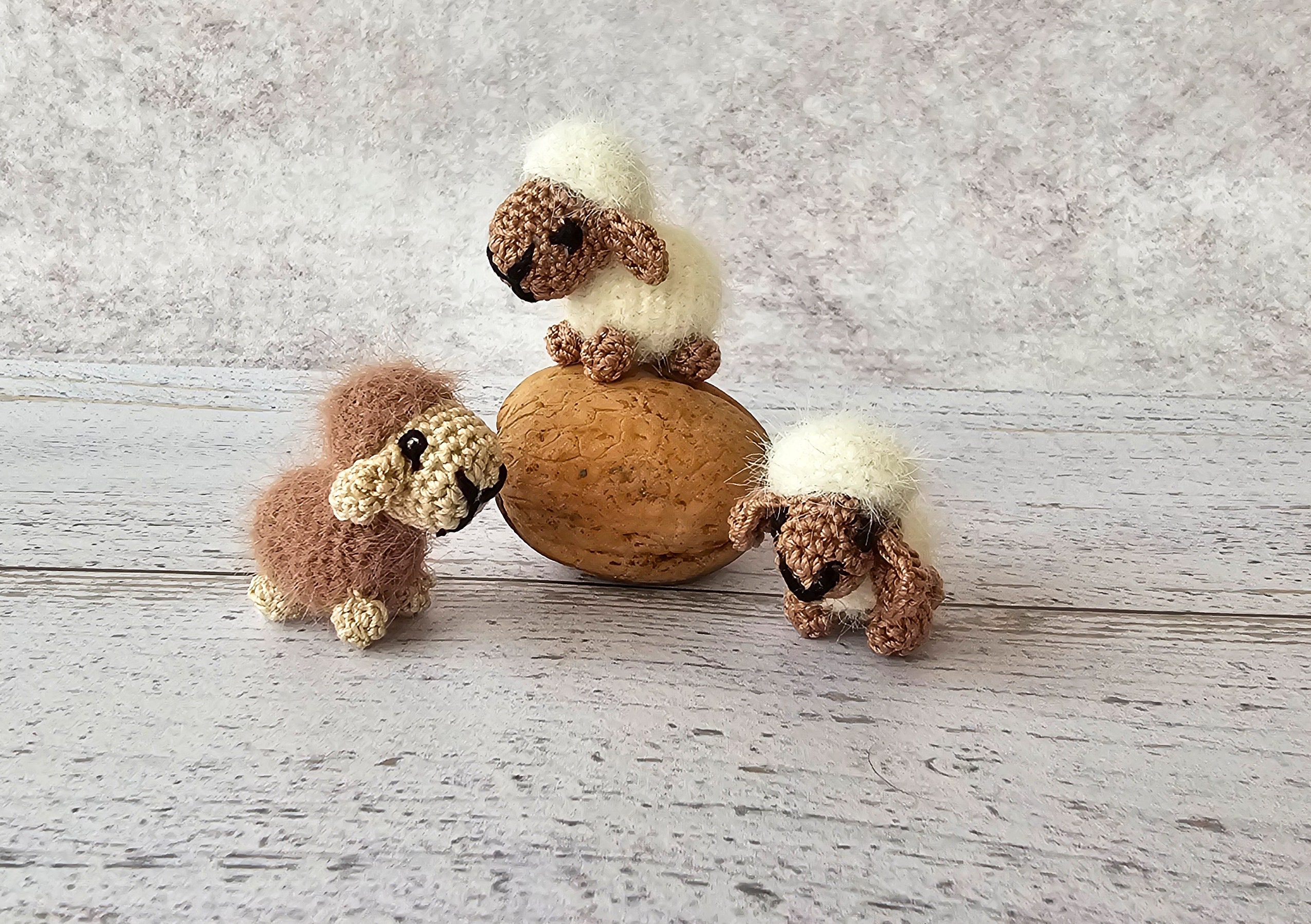 3 Micro Sheep Amigurumi Miniature Sheep Crochet Tiny Stuffed Lambs ...