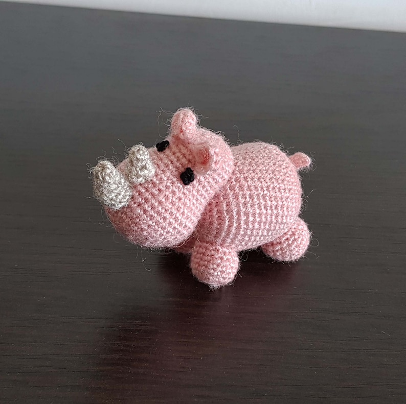 Amigurumi Rhinoceros, Crochet Plushy Rhino, Stuffed Animal Toy, Baby ...