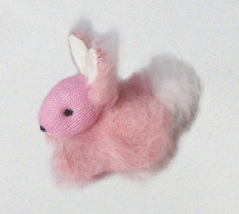 Easter Pink Bunny Cute Fluffy Rabbit Hand Knitted Bunny - Etsy