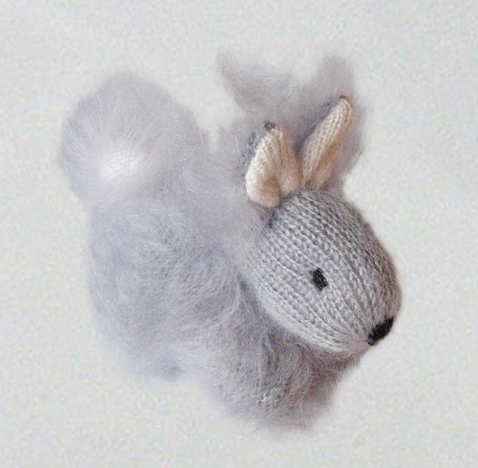 Easter Gray Bunny Cute Fluffy Rabbit Hand Knitted Bunny - Etsy