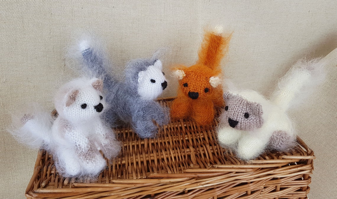 Cute Fluffy Kittens Plushy Hand Knitted Kittens Stuffed Animal - Etsy
