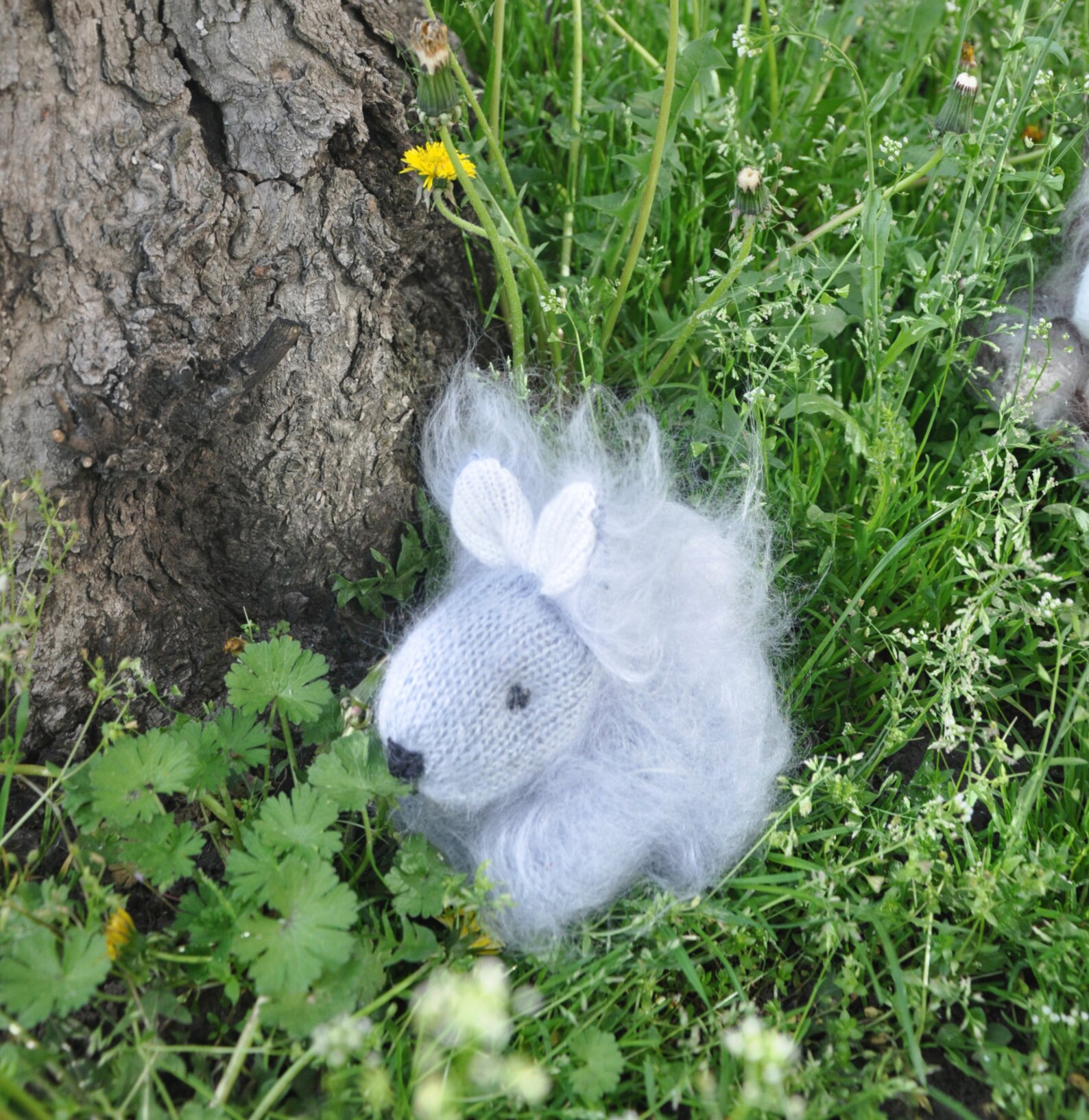 Easter Gray Bunny Cute Fluffy Rabbit Hand Knitted Bunny - Etsy