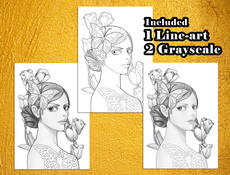 The Goddess of Butterfly Coloring Sheetsprintable PDF - Etsy