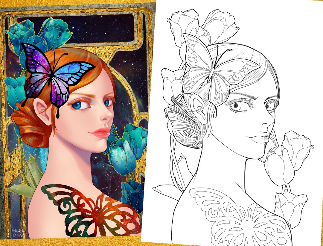 The Goddess of Butterfly Coloring Sheetsprintable PDF - Etsy