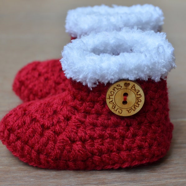 Red Baby Booties - Etsy