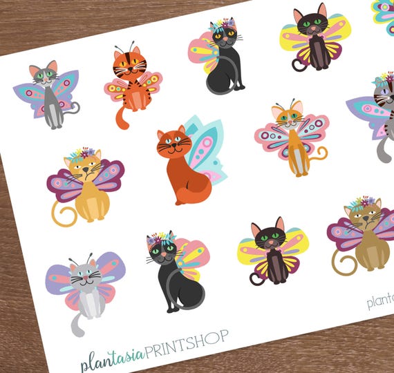 Pixie Kitties Cat Stickers Planner Stickers Fairy Stickers | Etsy