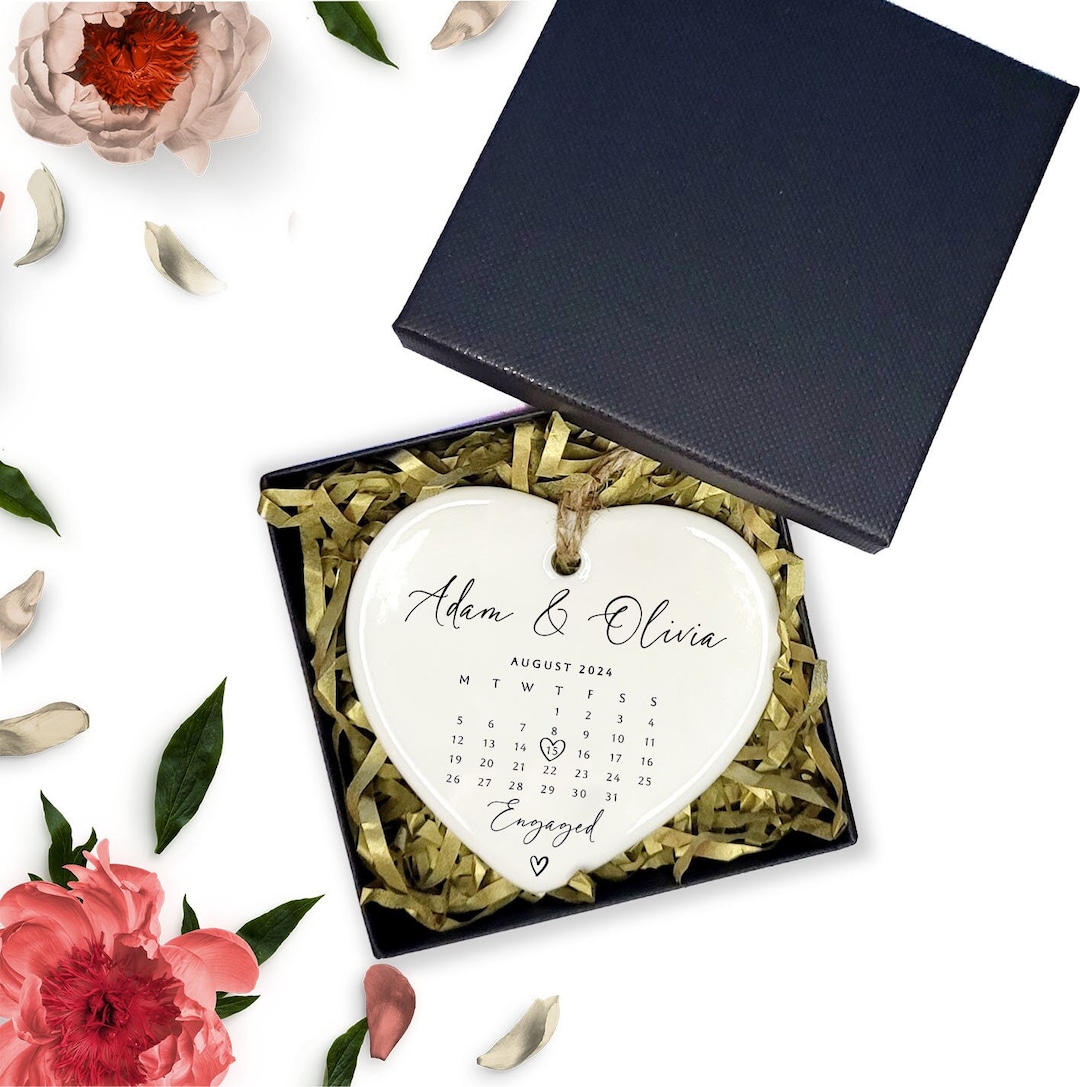 Engagement Day Gift, Personalised Engagement Gift, Ceramic Heart ...