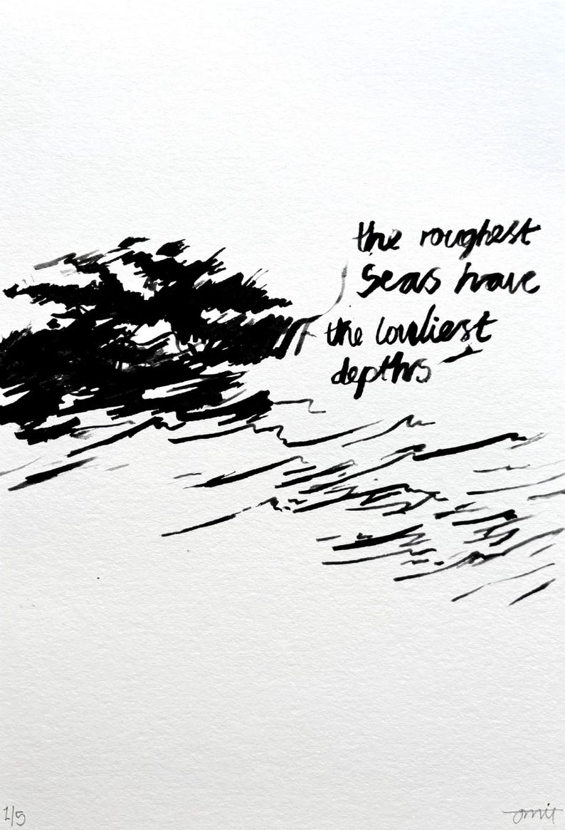 The Roughest Seas - A4 - Glicee Print of Original Abstract Ink Drawing ...