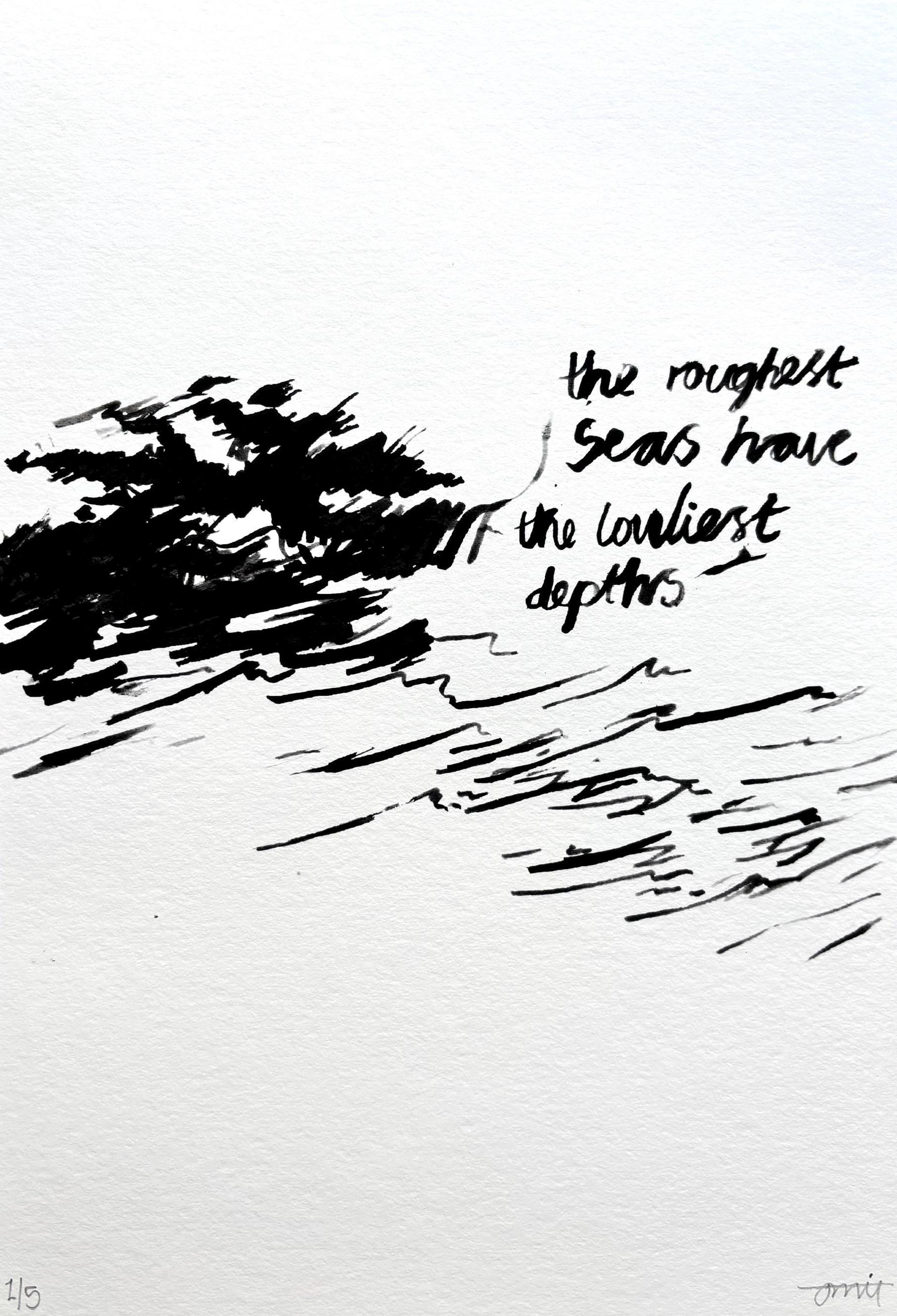 The Roughest Seas - A4 - Glicee Print of Original Abstract Ink Drawing ...