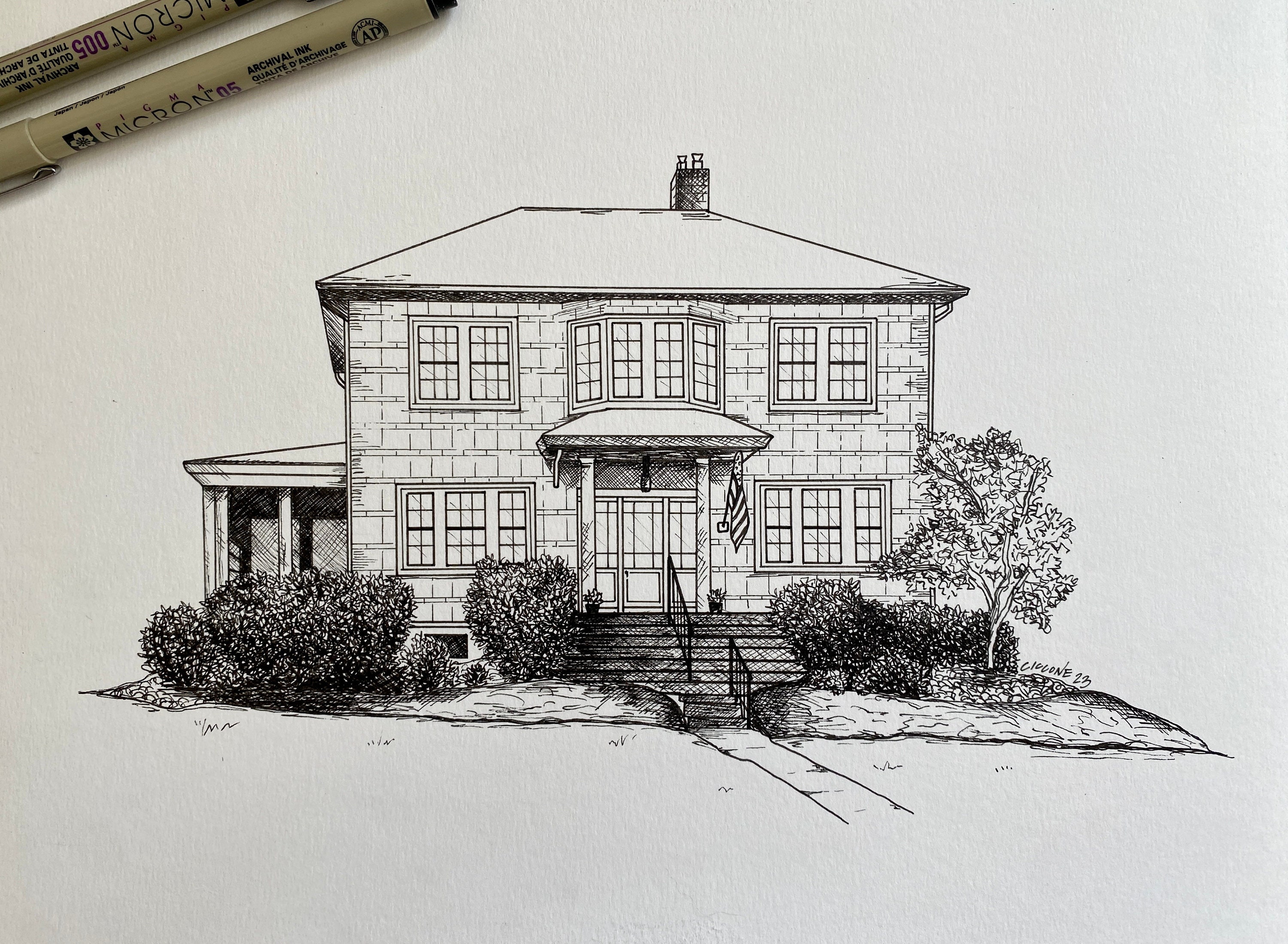 Custom Architecture Pen and Ink Drawing - Etsy