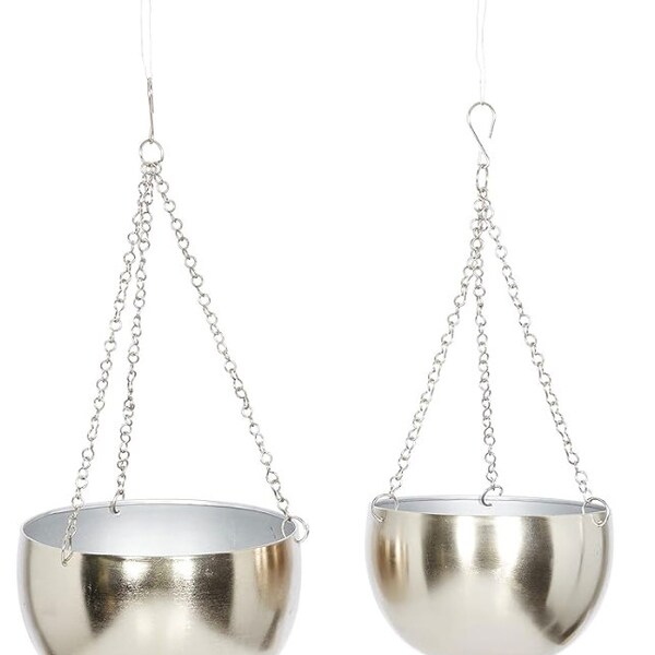 Silver Hanging Planter - Etsy