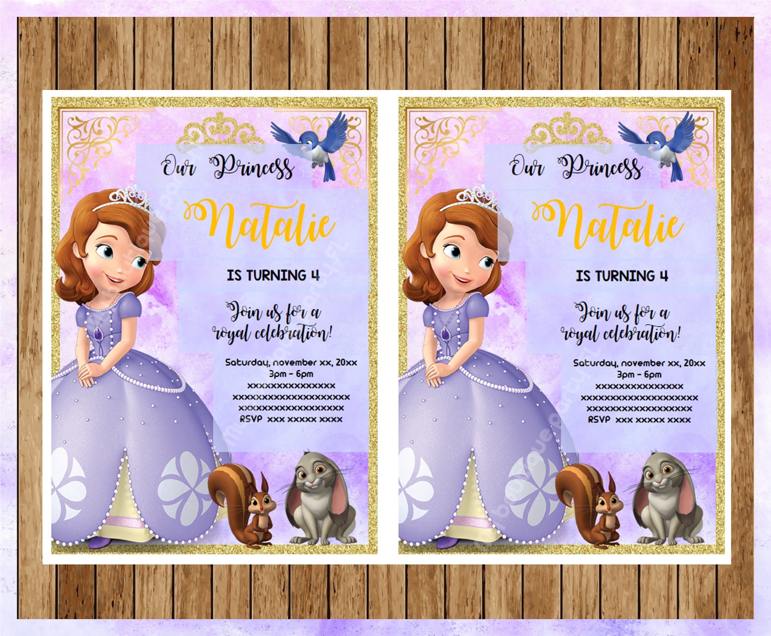Sofia the First Party Invitation Princess Sofia Birthday | Etsy