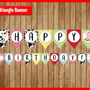 Farm Triangle Banner; Printable Farm Banner, Farm Party Banner Instant ...