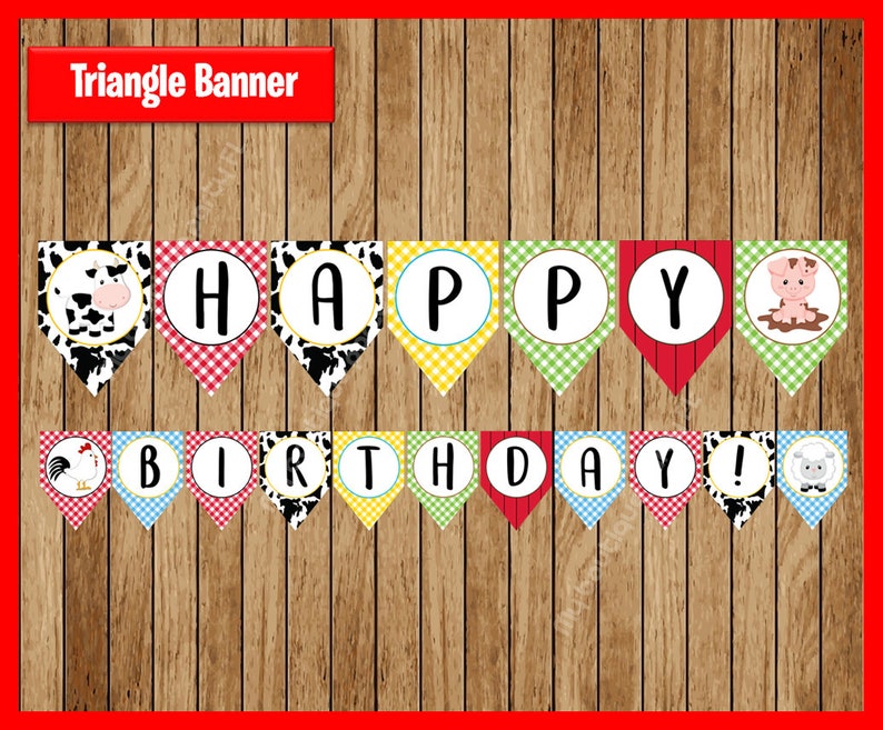 Farm Triangle Banner Printable Farm Banner Farm Party Banner - Etsy