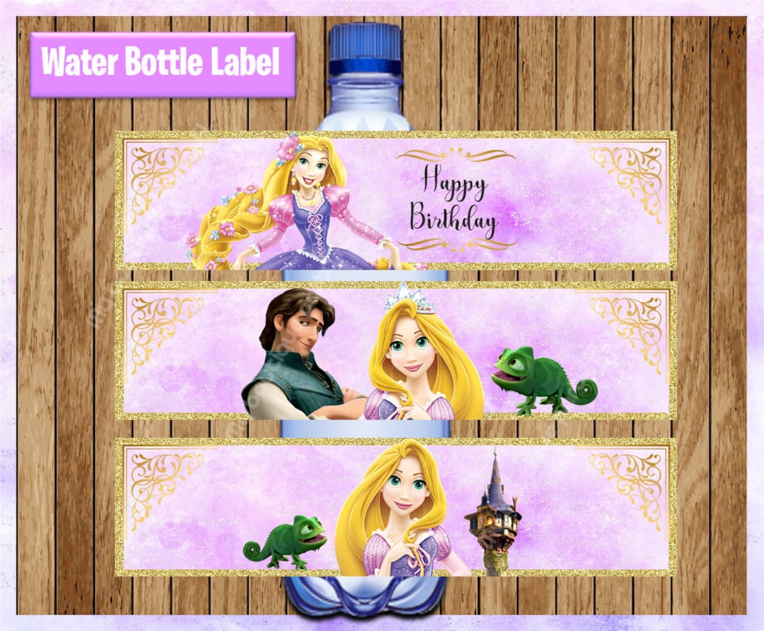 Princess Rapunzel Water Bottle Labels, Printable Princess Water Labels ...