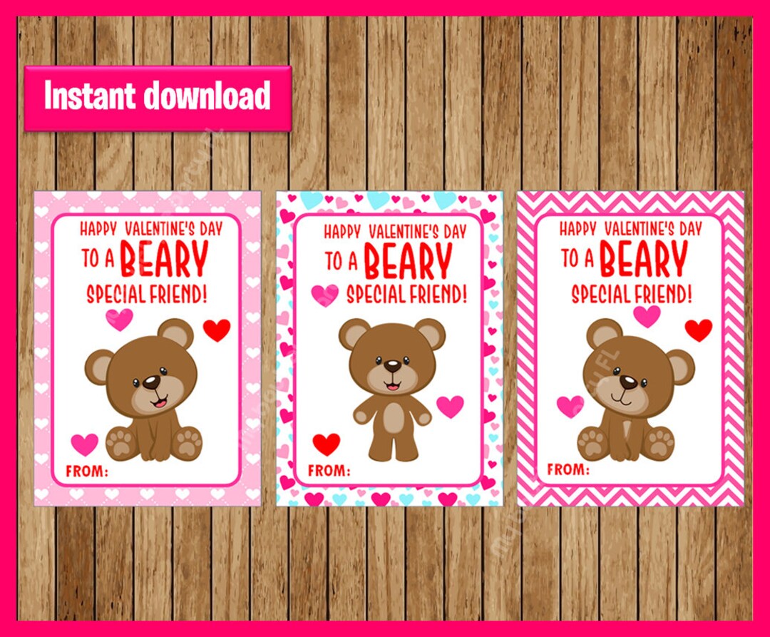 Printable Beary Special Valentine Cards, Happy Valentine's Day to a ...