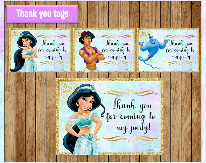 Arabian Princess Birthday Thank You Tags, Arabian Gift Tags, Party ...