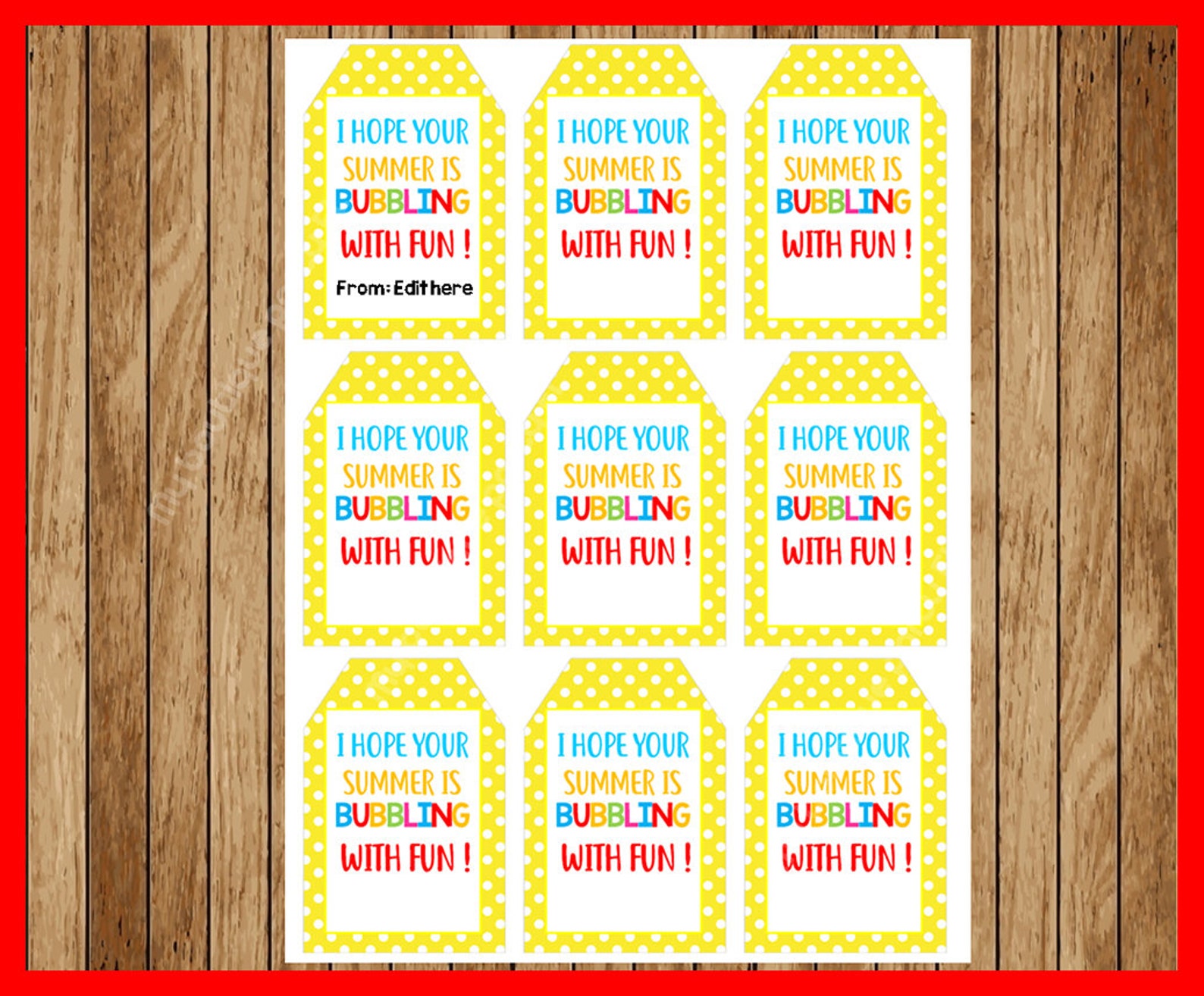 Summer Break End of School Year Classmate Gift Tags INSTANT - Etsy