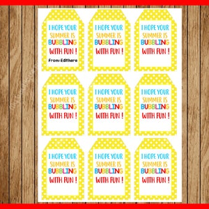 Summer Break, End of School Year Classmate Gift Tags, INSTANT DOWNLOAD ...