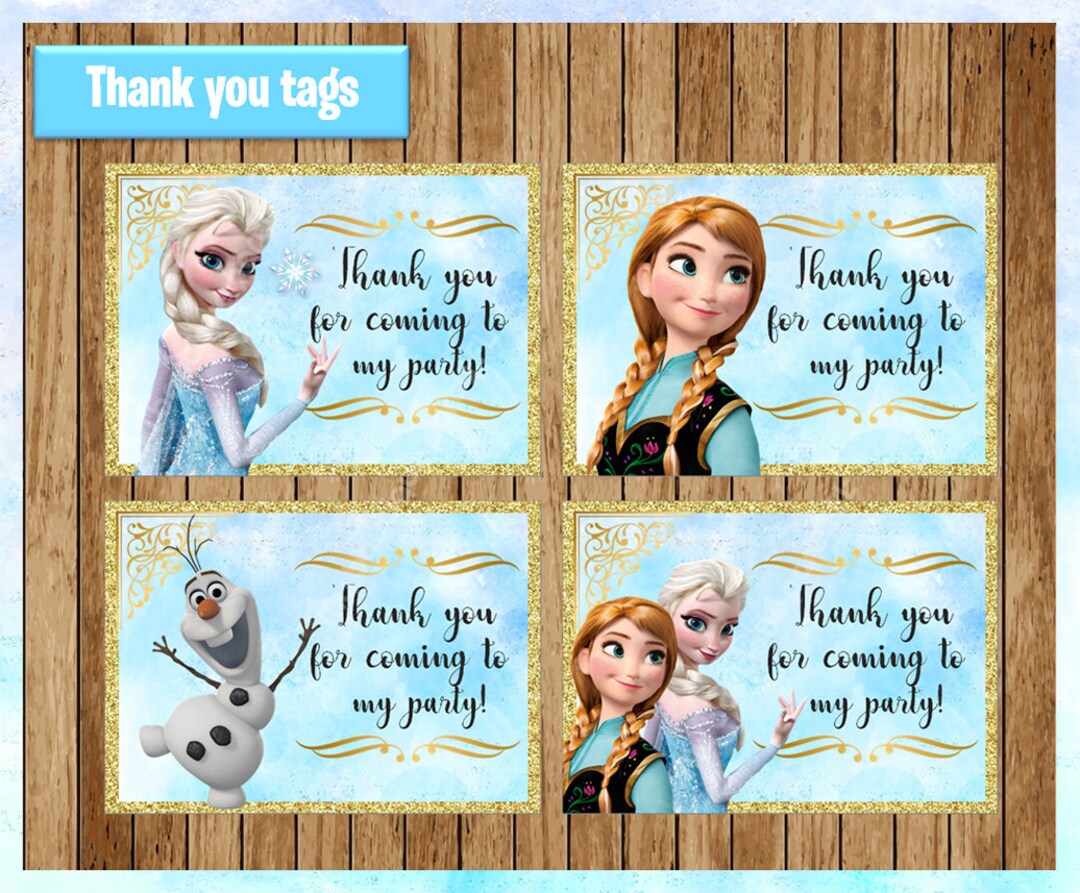 Frozen Thank You Tags, Printable Princess Tags, Princess Elsa Party ...