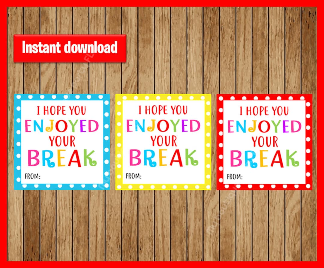 I Hope You Enjoyed Your Break, Back to School Tag, Teacher, Staff Gifts ...