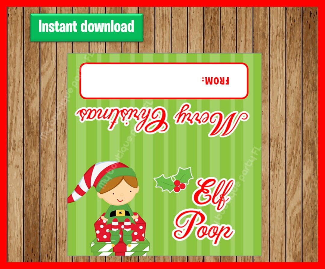 Elf Poop Bag Topper, Printable Elf Poop Tags, Christmas Bag Toppers ...