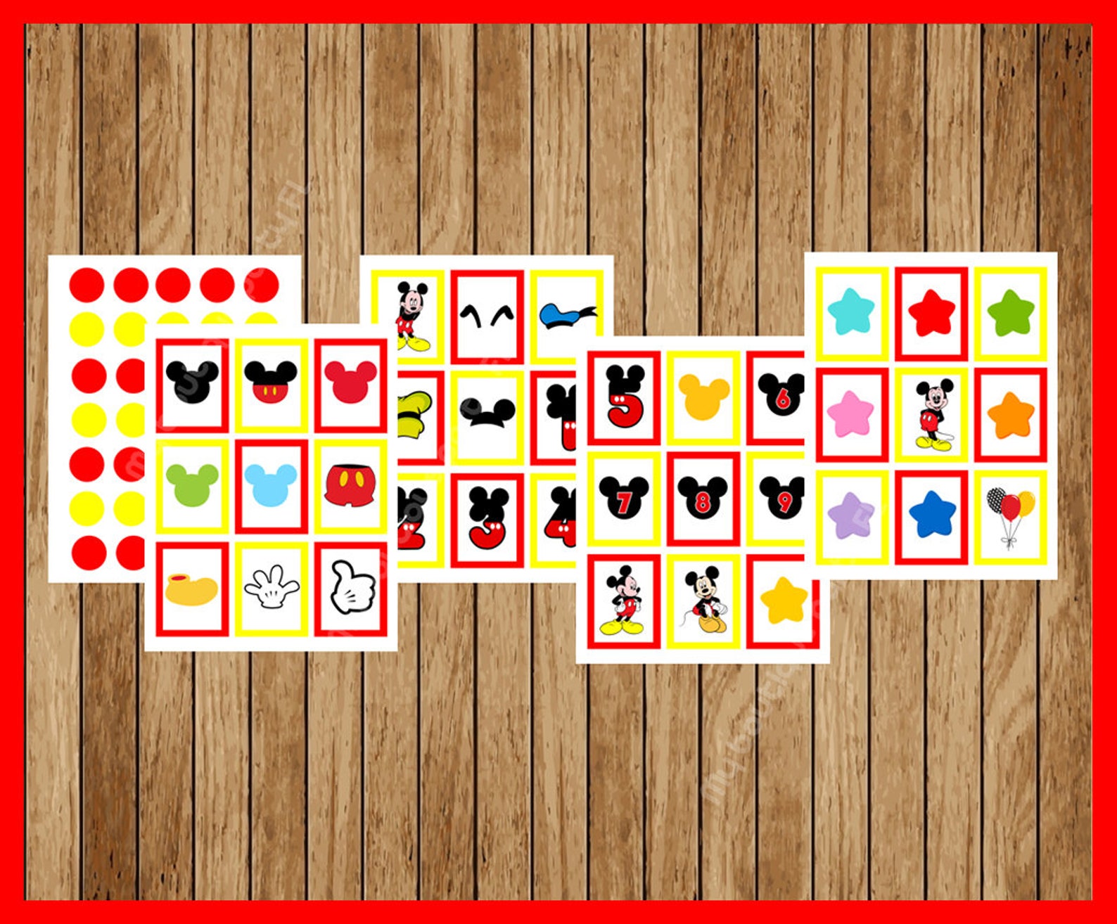 Mickey Mouse 10 Cards Instant Download Printable Mickey Mouse | Etsy