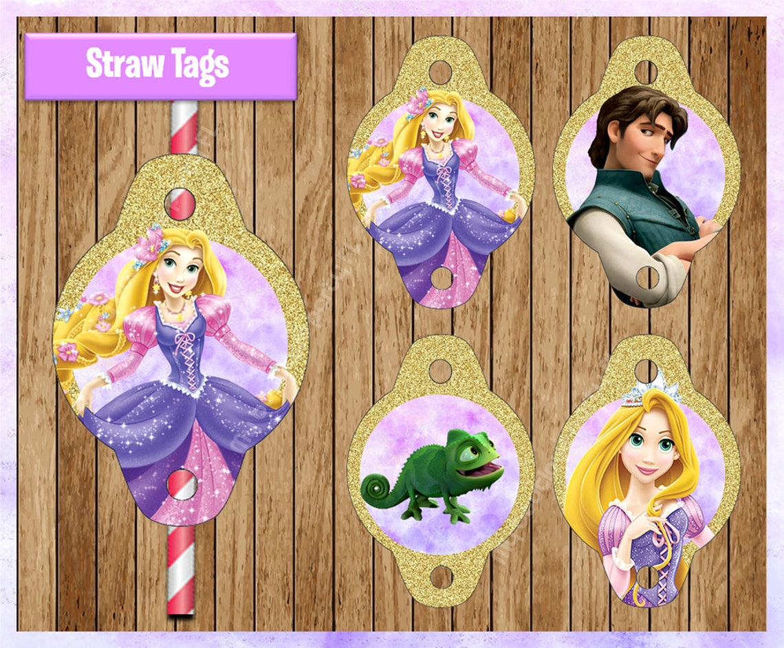 Princess Rapunzel Straw Toppers Printable Princess Straw - Etsy