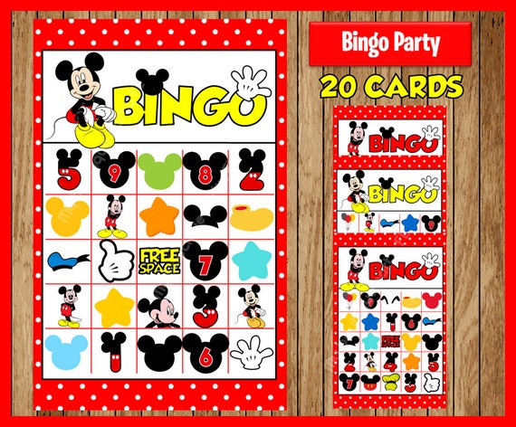 Mickey Mouse Bingo Game Printable 20 Different Cards | Etsy Australia