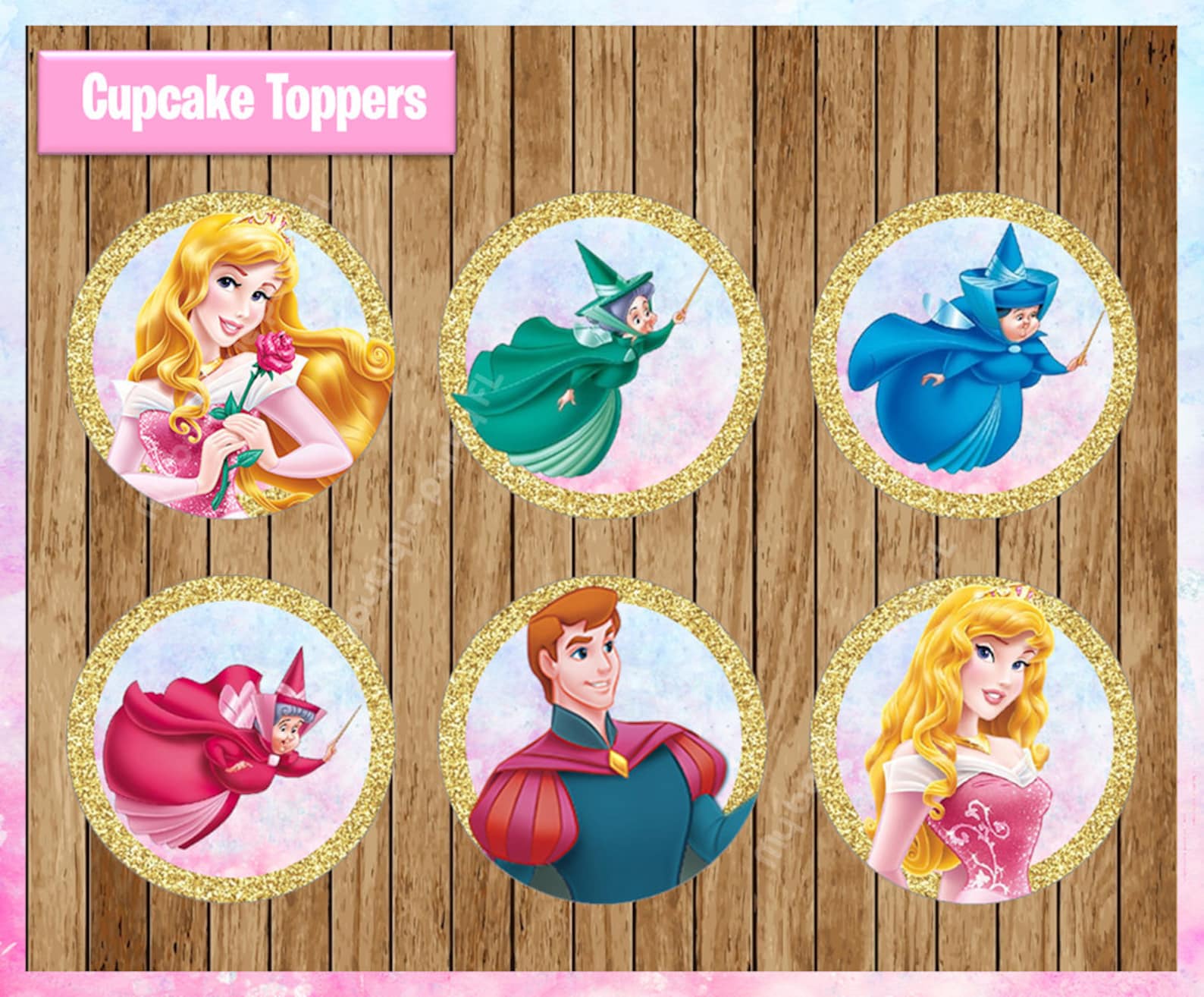 Princess Aurora Toppers Instant Download Printable Disney - Etsy