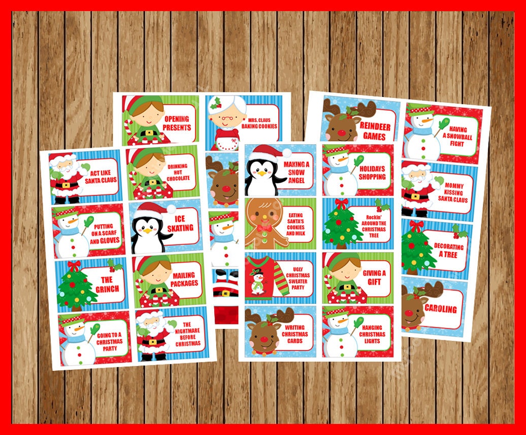 Printable Christmas Game Cards for Pictionary or Charades | Etsy